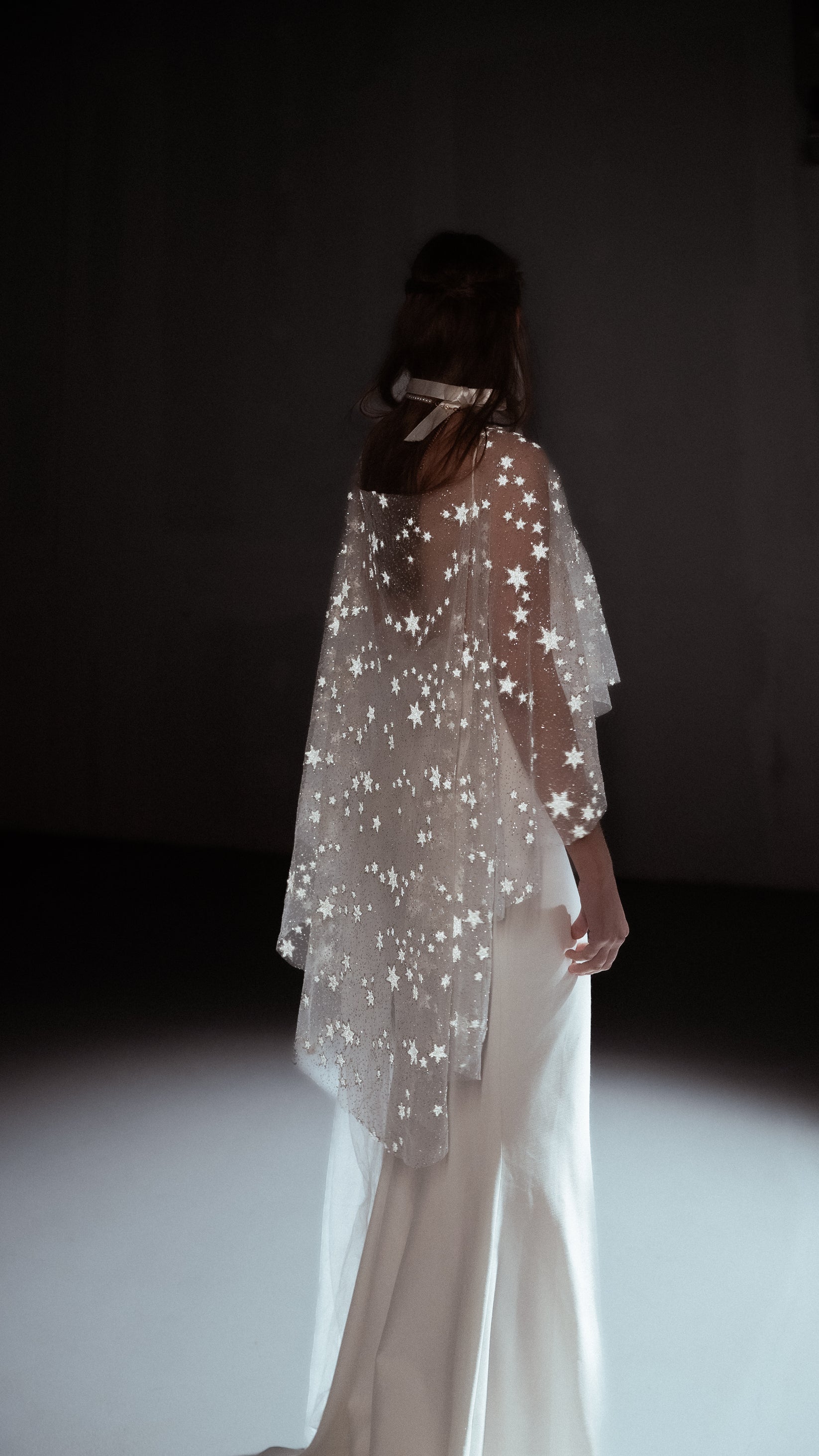 Lunar Eclipse Bridal Cape: Ethereal Starry Wedding Wrap for Magical ...