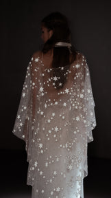 Lunar Eclipse Bridal Cape: Ethereal Starry Wedding Wrap for Magical ...