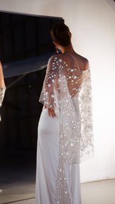 Lunar Eclipse Bridal Cape: Ethereal Starry Wedding Wrap for Magical ...