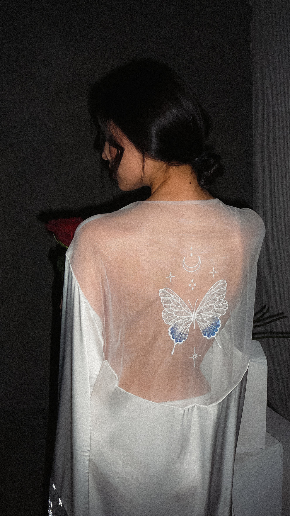 Silk Bridal Robe, Celestial Kimono, Starry Wedding Robe with Butterfly ...