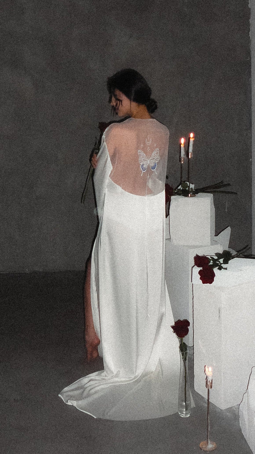 Silk Bridal Robe, Celestial Kimono, Starry Wedding Robe with Butterfly ...