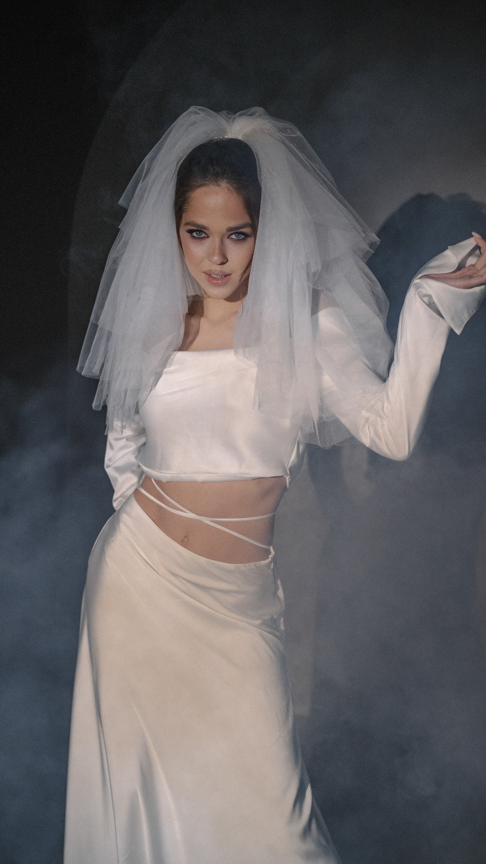 Modern Simple Silk Off Shoulder Long Sleeves Wedding Dress Danielle ...