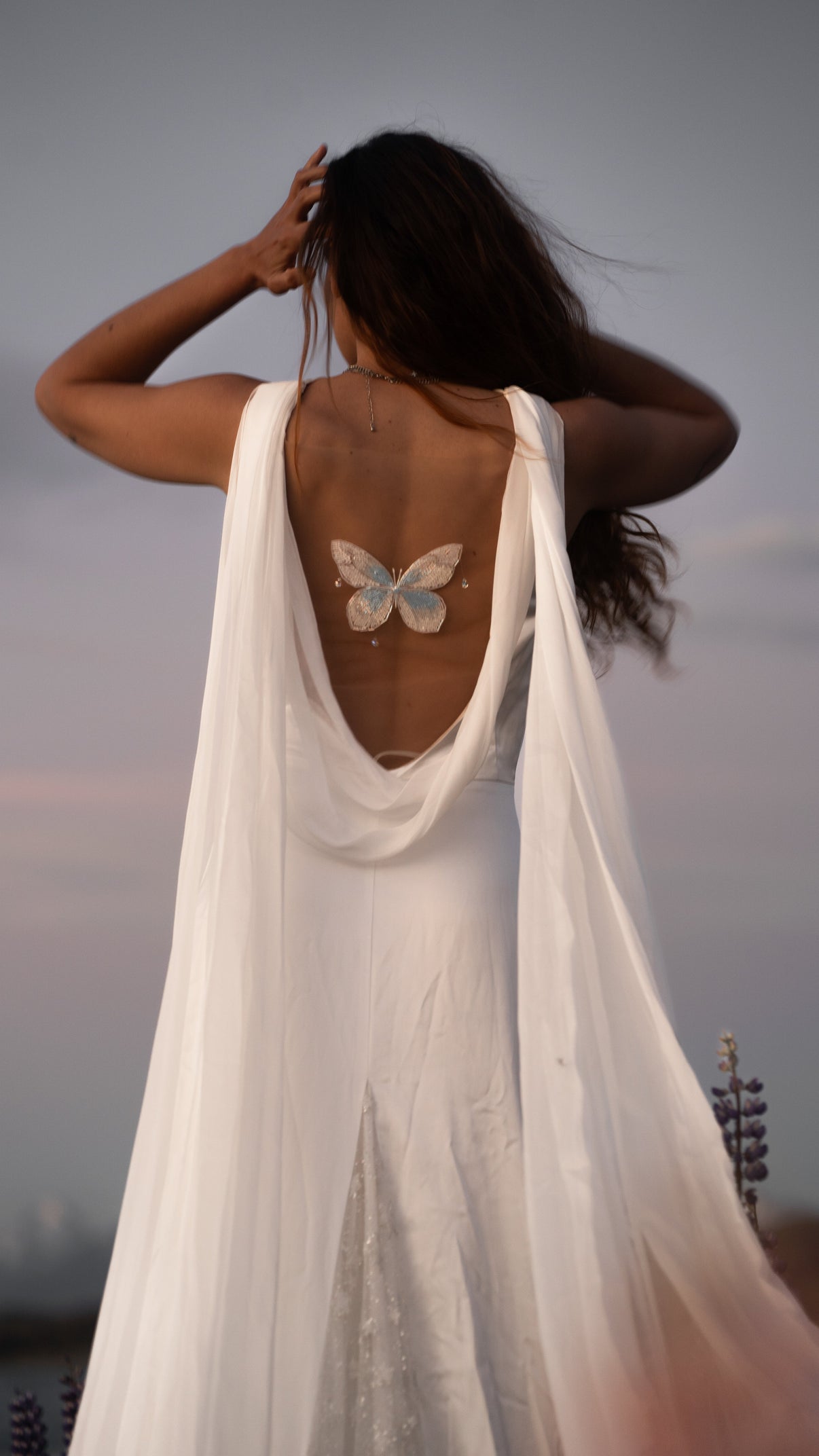 Aurora: Ethereal Satin and Silk Chiffon Wedding Gown | Customizable ...