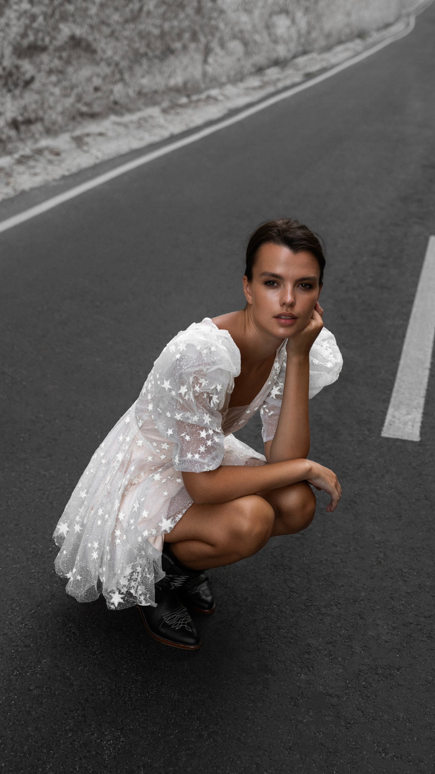 Short Wedding Dress with Puff Sleeves Bridal Reception Sparkly Mini ...