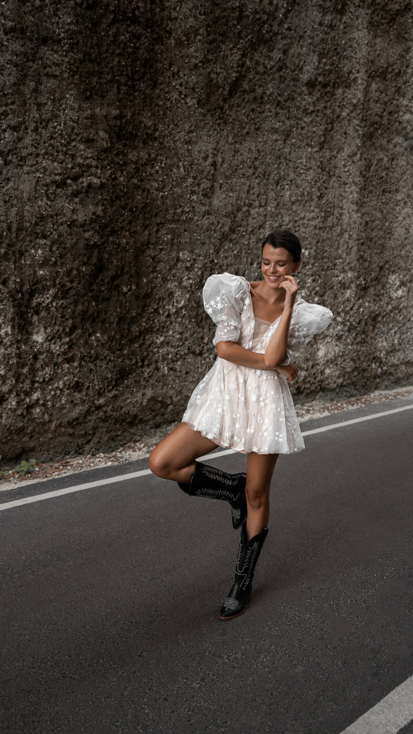 Short Wedding Dress with Puff Sleeves Bridal Reception Sparkly Mini ...